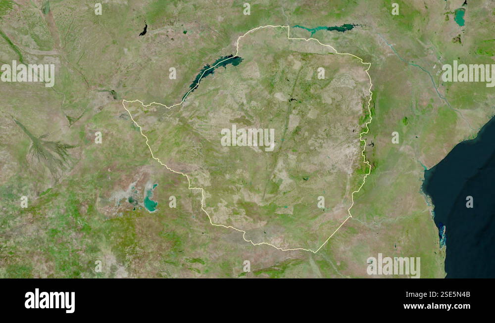 Zimbabwe map - zoom. Border. Satellite Stock Video Footage - Alamy