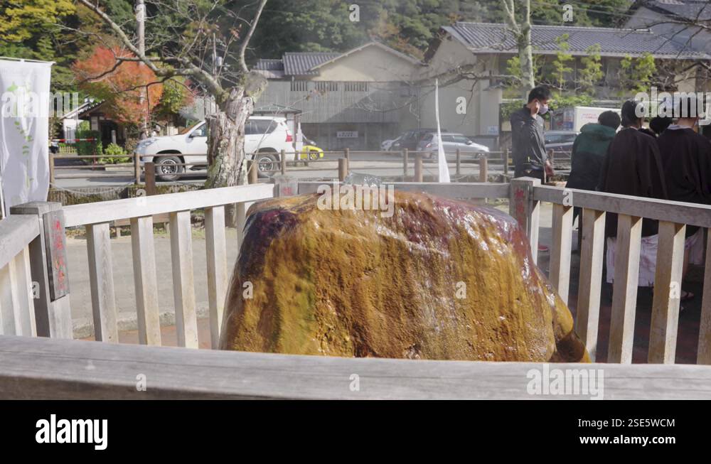 Geothermal Water of Kinosaki Onsen, Boiling Out of Ground Through Stone ...