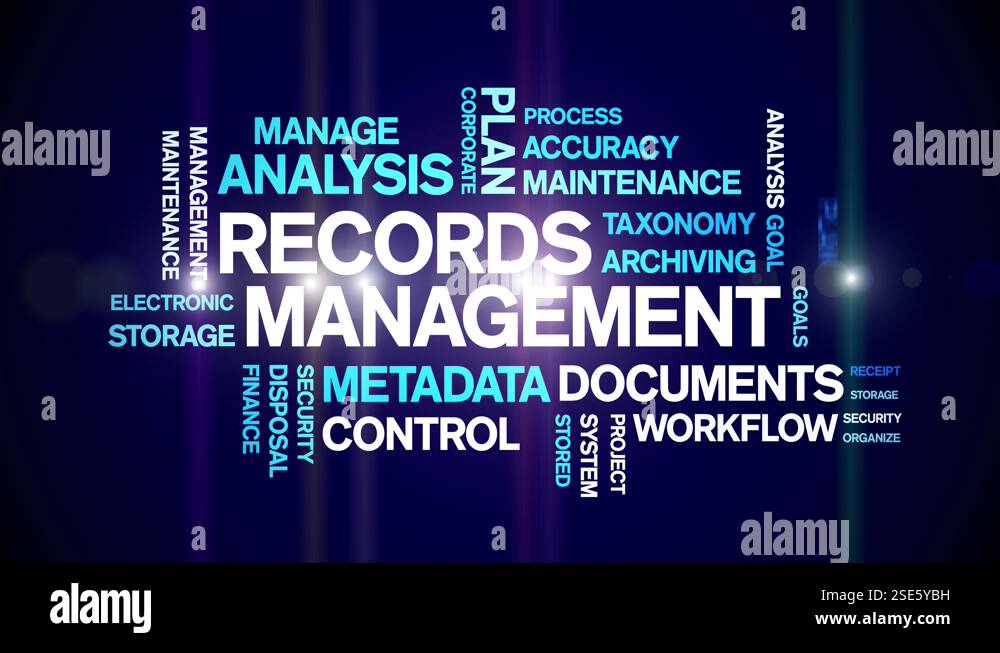 4k Records Management Animated Tag Word Cloud,Text Animation seamless ...