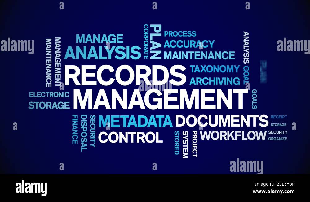 4k Records Management Animated Tag Word Cloud,Text Animation seamless ...