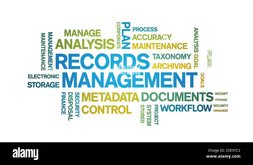 4k Records Management Animated Tag Word Cloud,Text Animation seamless ...