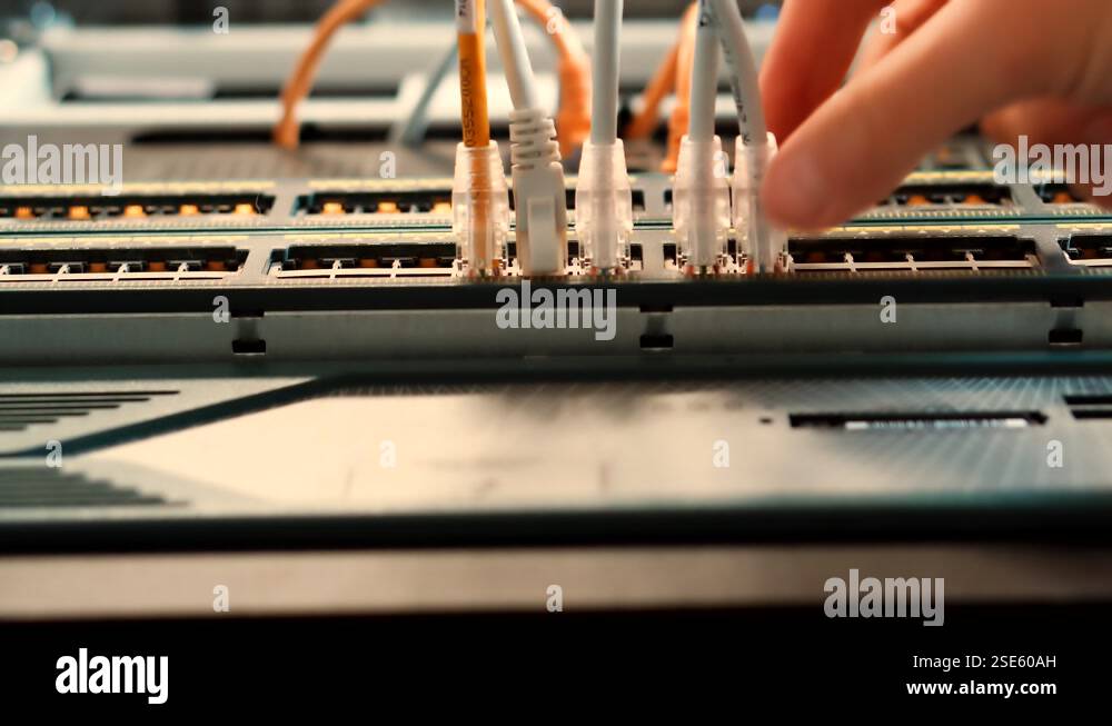 Network Switch.Internet Router.Ethernet Patch Cord.Lan Hardware Server ...