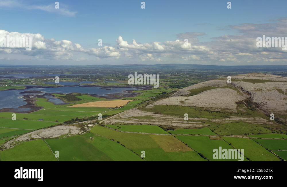 Irish Rural Landscape, view from Aughinish looking towards East Burrin ...