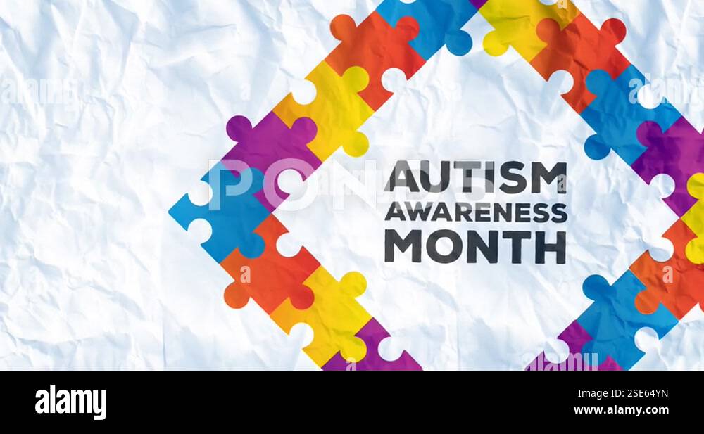 Animation of autism awareness month in frame formed with autism ...