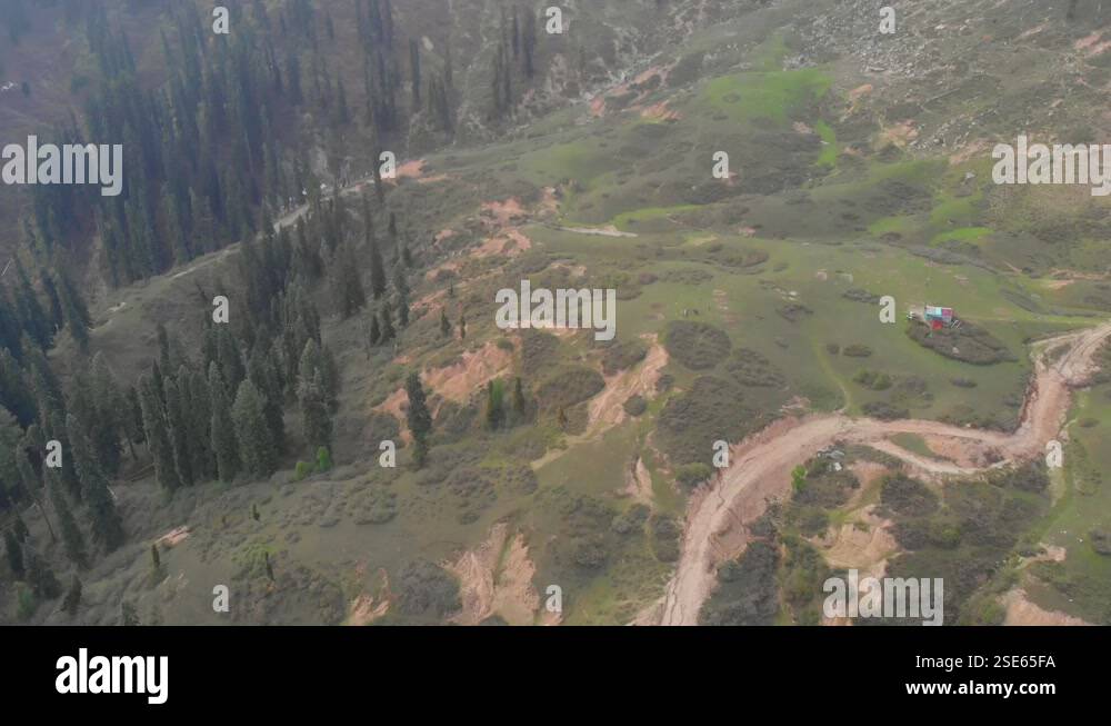 Aerial Misty View Of Gabbin Jabba At Swat Valley In Pakistan. Slow ...