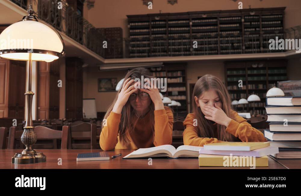 Two sisters fell asleep at a table in a school library and suddenly ...