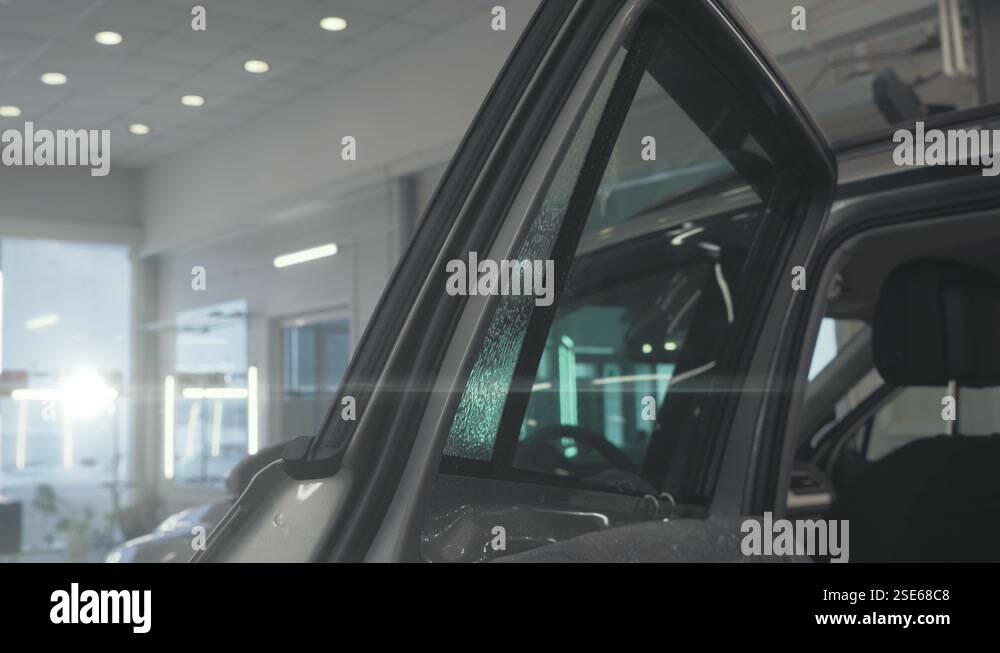 Car window tinting. Process of Installation window tint, close up Stock ...