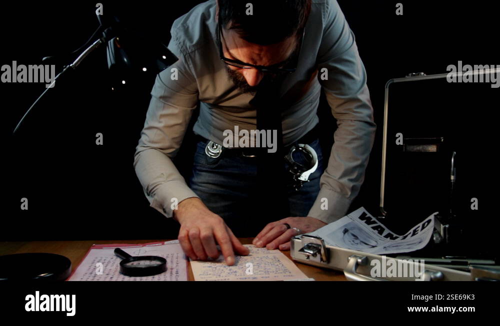 Detective while examining documents of the Zodiac serial killer case ...
