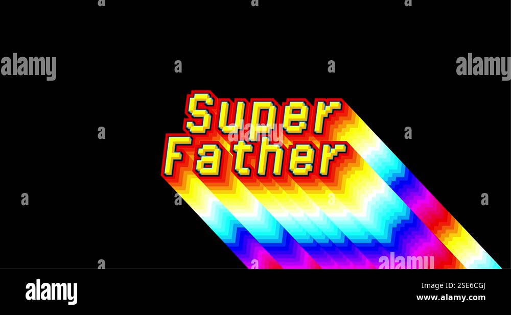 Super Father word. 4k animated with long layered multicolored shadow ...
