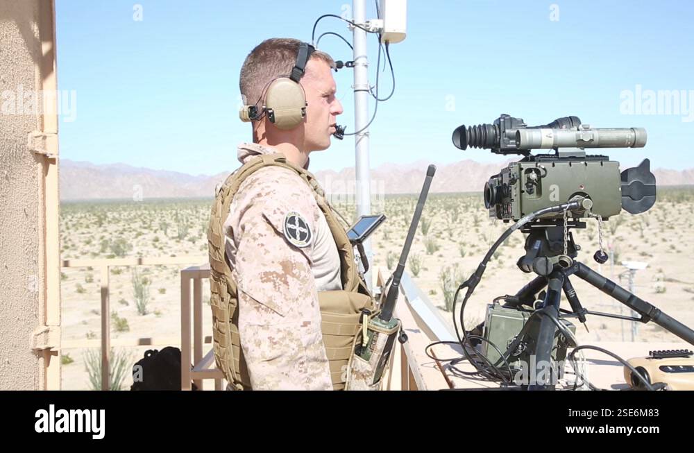 Us Marine Keeps Lookout From Tower During Close Air Support Exercise In