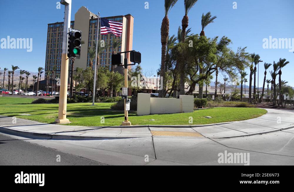 Driving by Laughlin River Lodge Hotel and Casino on Sunny Day, Nevada ...