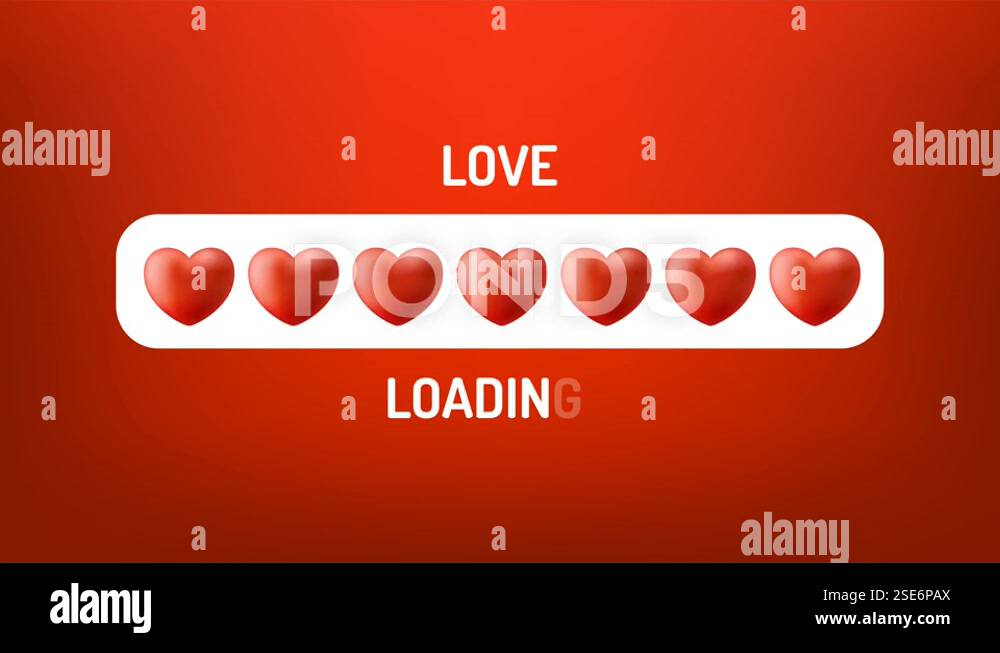 Love Loading Bar Animation For Valentine's Day Concept with realistic ...