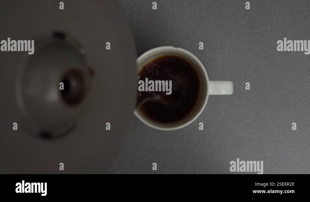 Coffee Carafe Pouring Coffee Into Mug Top Down Shot 4K.mp4 Stock Video ...