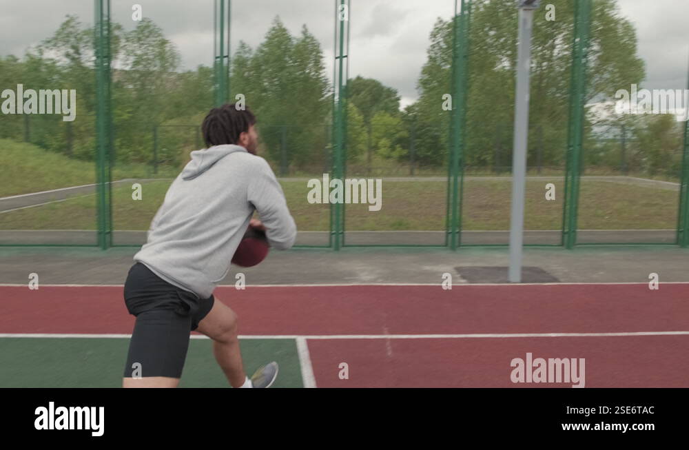 Man with Dreadlocks Shooting Ball into Hoop Stock Video Footage - Alamy