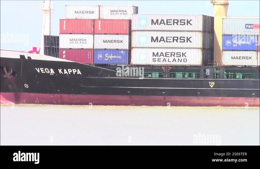 Cargo ship Sailing into a Port in Thailand Stock Video Footage - Alamy