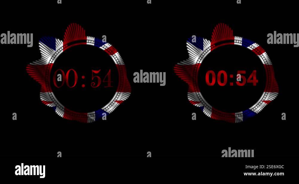 One minute countdowns with Flag of the United Kingdom, two in one Stock Video Footage - Alamy