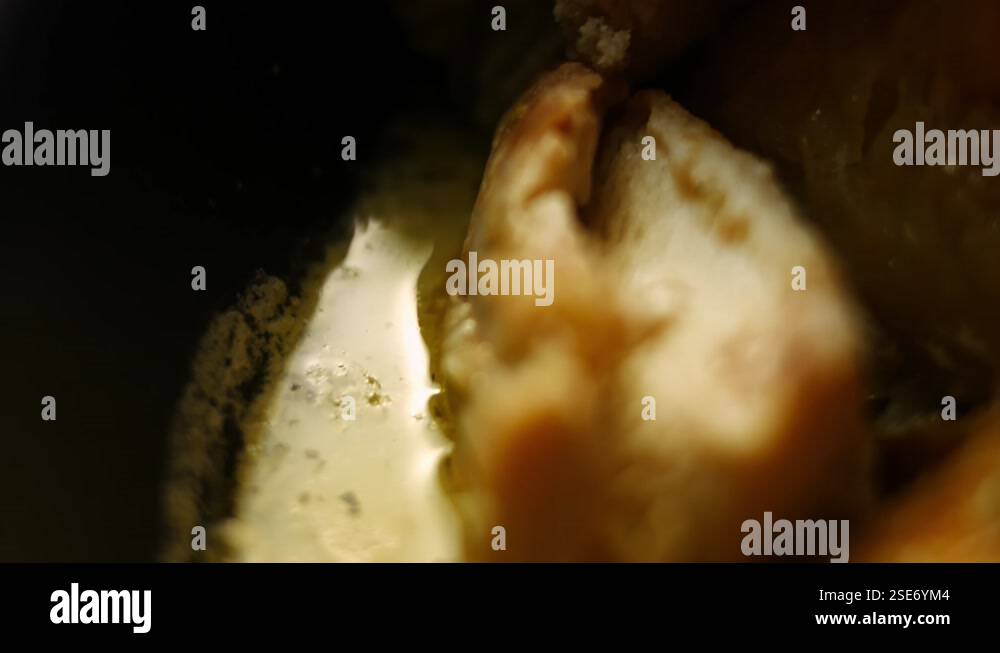 Hot freshly cooked big oven roasted chicken stewed in spiced sauce in ...