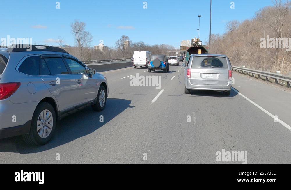 POV driving plate slow moving rush hour car traffic on highway Stock ...