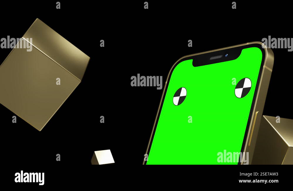 Smartphone Pops Up From The Bottom. Black Background. Layout. Chroma ...