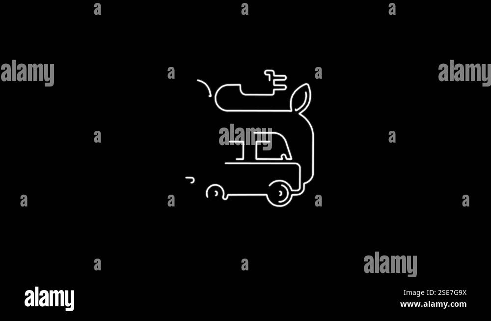 Electric car and electrical cable icon abstract seamless animation of ...