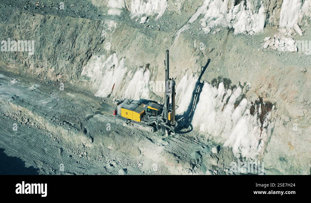 Open quarry, mining industry concept. Copper mine deposit with a boring ...