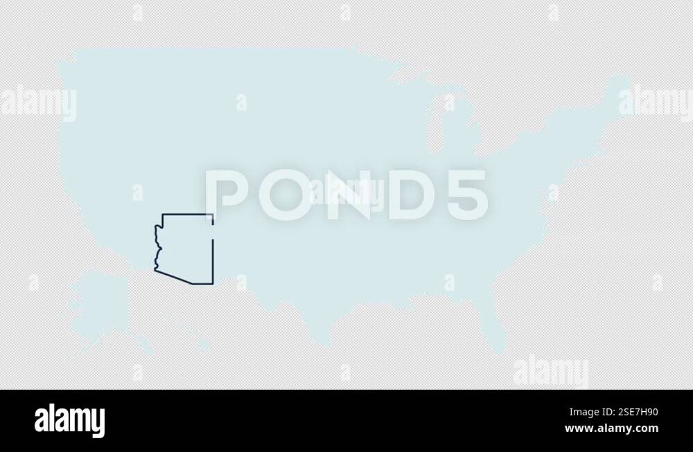US arizona state map animation. United states of America country - high ...