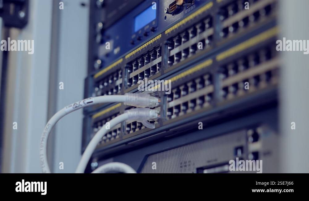 Network Switch.Internet Router.Ethernet Patch Cord.Lan Hardware Server ...
