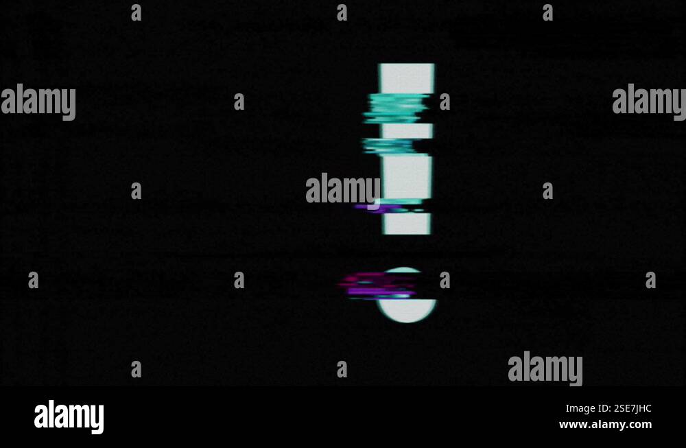 Exclamation symbol reveal on old bad tv monitor with glitchy effect ...