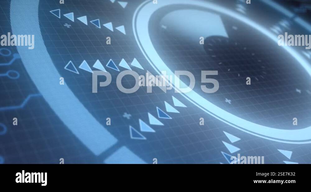 Animation of scope scanning and processor elements over grid Stock Video Footage - Alamy