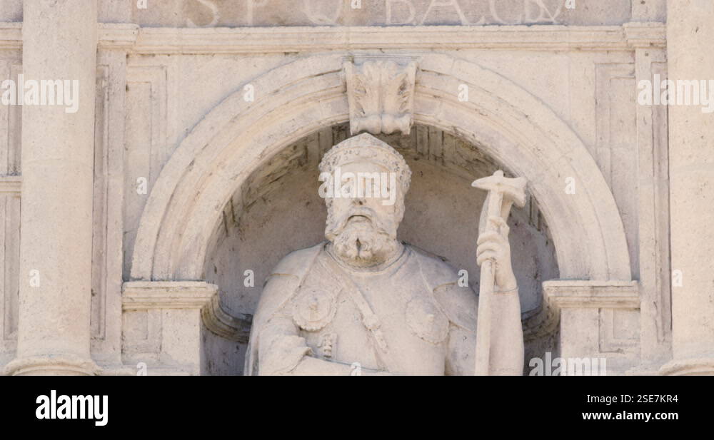 Arco Santa Maria city gate in Burgos, Spain, close up zoom out Stock ...