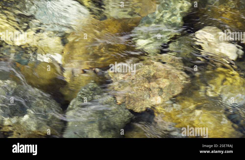 Clear Transparent Water in Mountain Stream with Pebbles Visible on ...