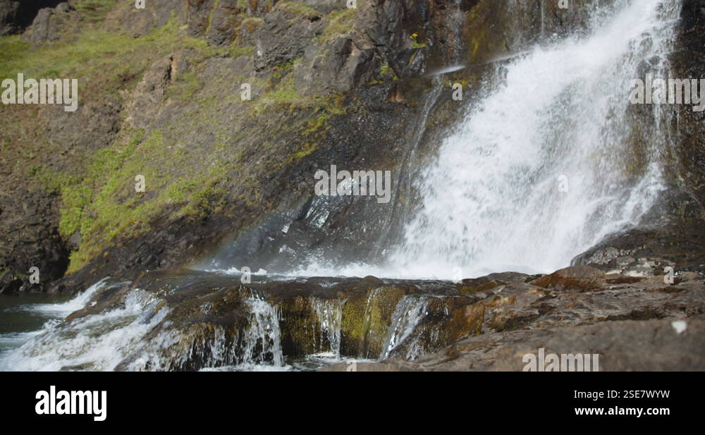 Trollafoss waterfall in Iceland, slow motion closeup Stock Video ...