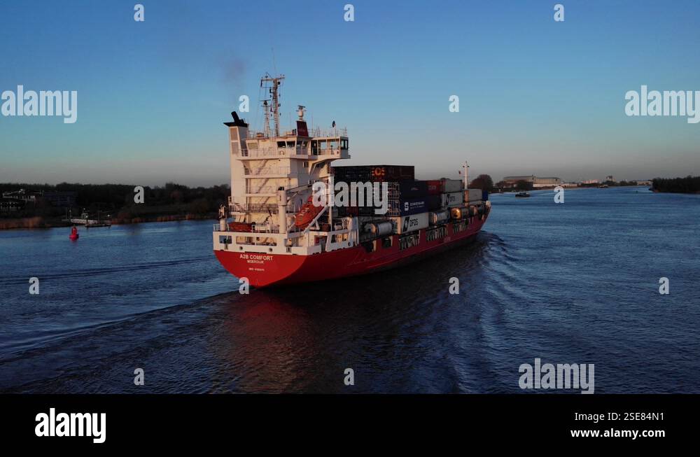 Rear View Of A2B COMFORT Container Ship With Intermodal Containers ...