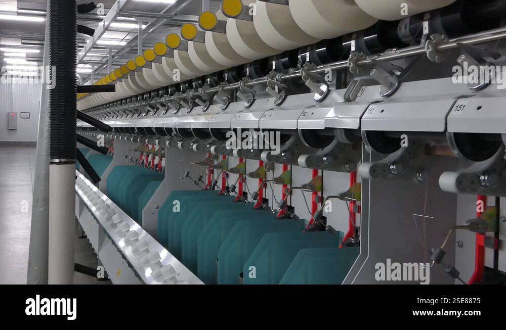 Machinery and equipment in the workshop for the production of thread ...