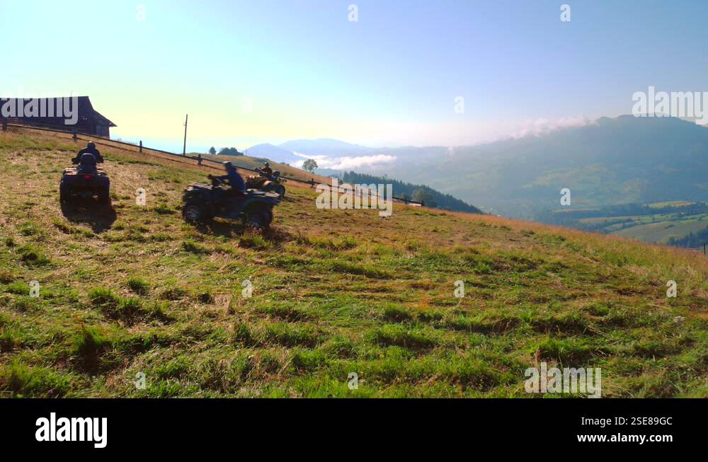 Quad biking in the Carpathians, Ukraine Stock Video Footage - Alamy