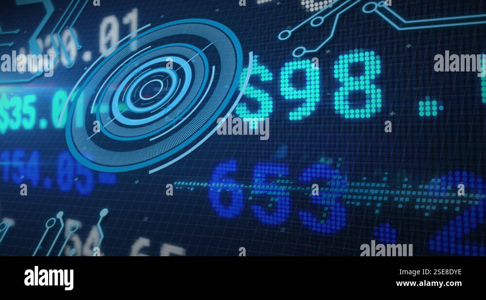 Animation of financial data processing and scope scanning over grid ...