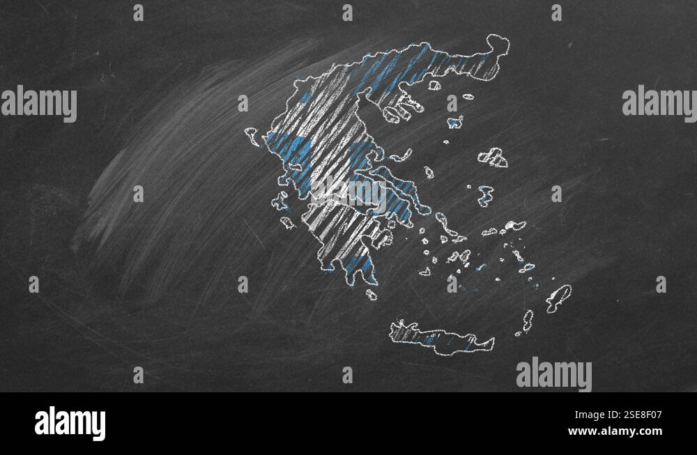 Greece. Chalk drawn and animated map with flag Stock Video Footage - Alamy