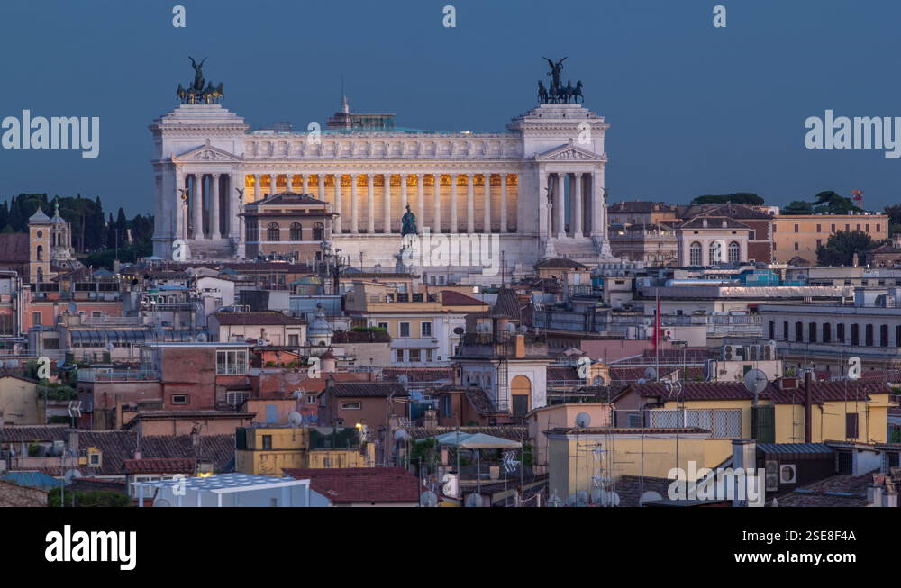 View from the Pincio Landmark day to night timelapse in Rome, Italy on ...
