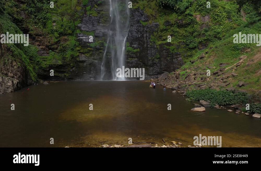 Aerial Wli Falls Volta region Ghana mountain jungle pool 4K Stock Video ...