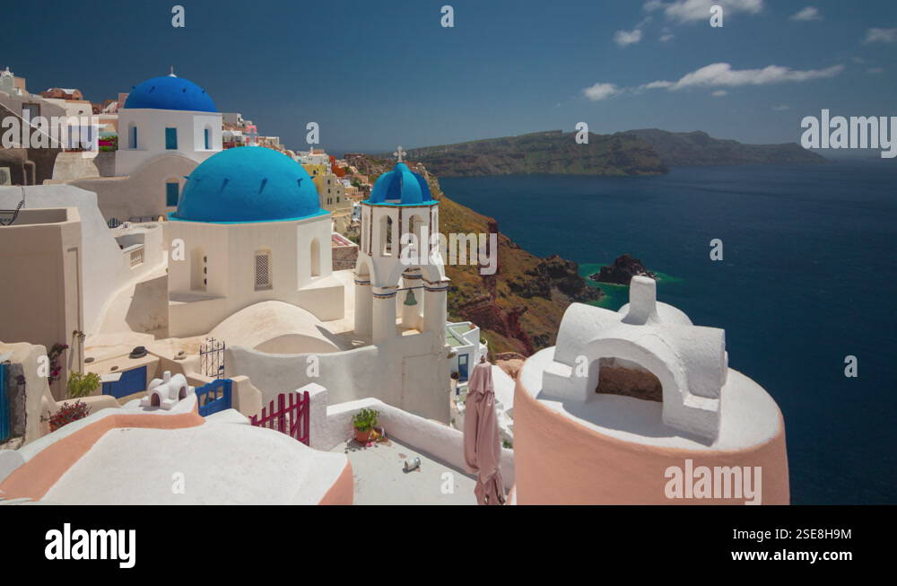 santorini oia town famous rooftop coastline timelapse 4k greece Stock ...