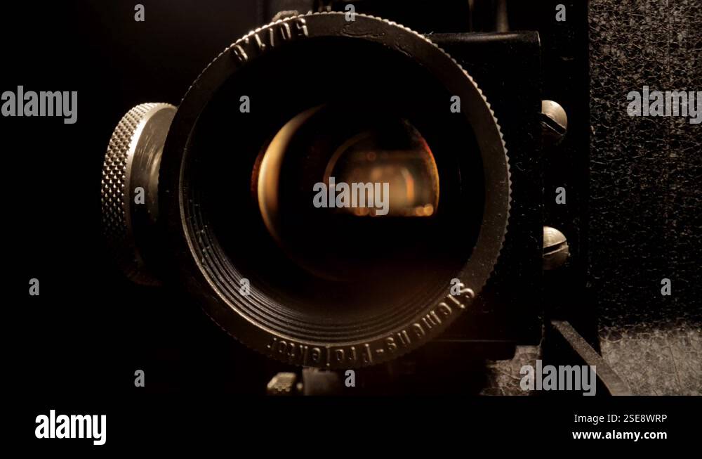 Lens of an old movie projector in close up view - macro shot Stock ...