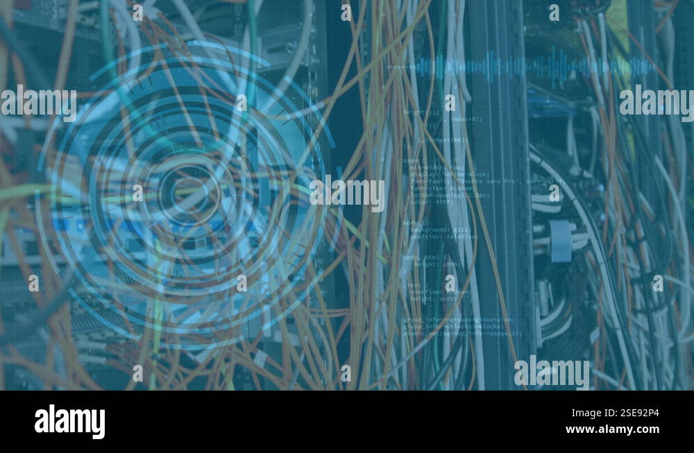 Animation of scope scanning and data processing over cables in computer ...