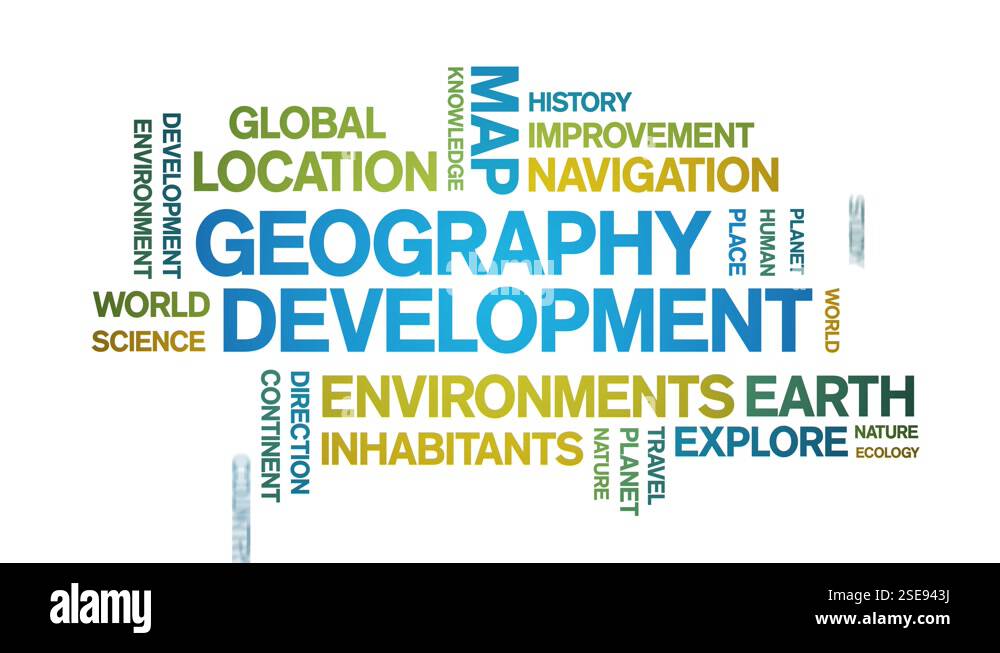 Geography Development Animated Tag Word Cloud,Text Animation seamless loop Stock Video Footage ...