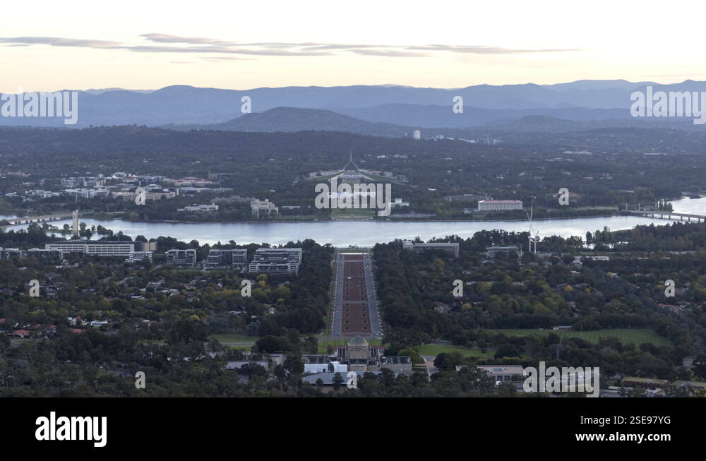 Sunset Time Lapse Of Canberra From Mt Ainslie Lookout Stock Video