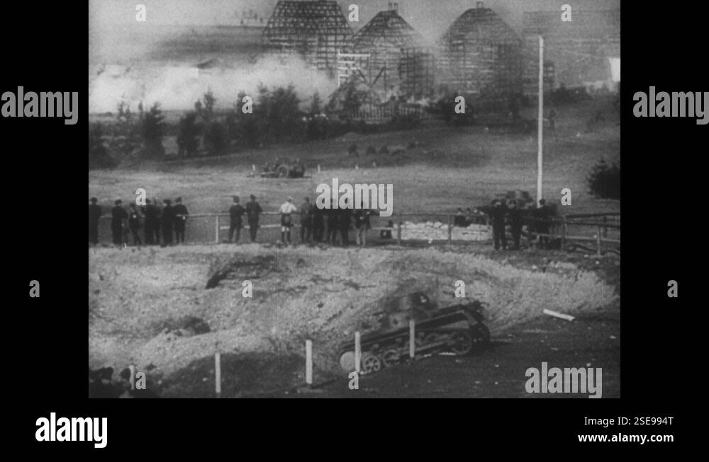 1930s: German tanks give demonstration on field. German soldiers march ...