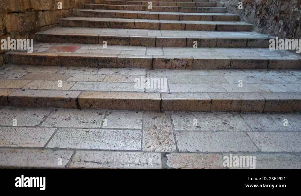 Tilt Up Shot Of Steps Leading Towards Archway At Church Of The Holy ...
