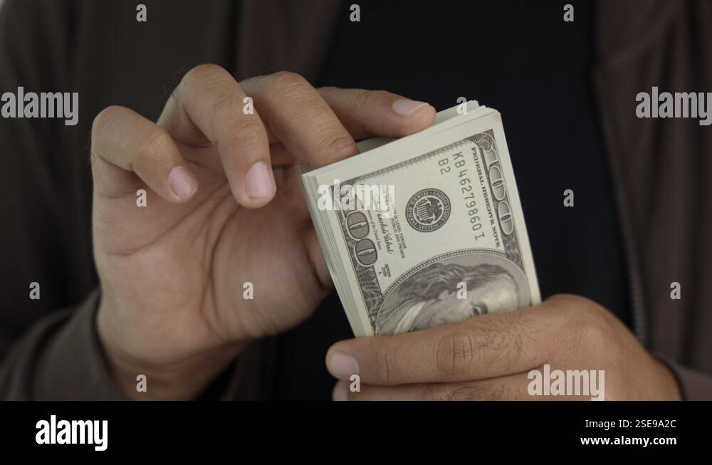 Close up male hand Counting money us dollar. Financial business concept ...