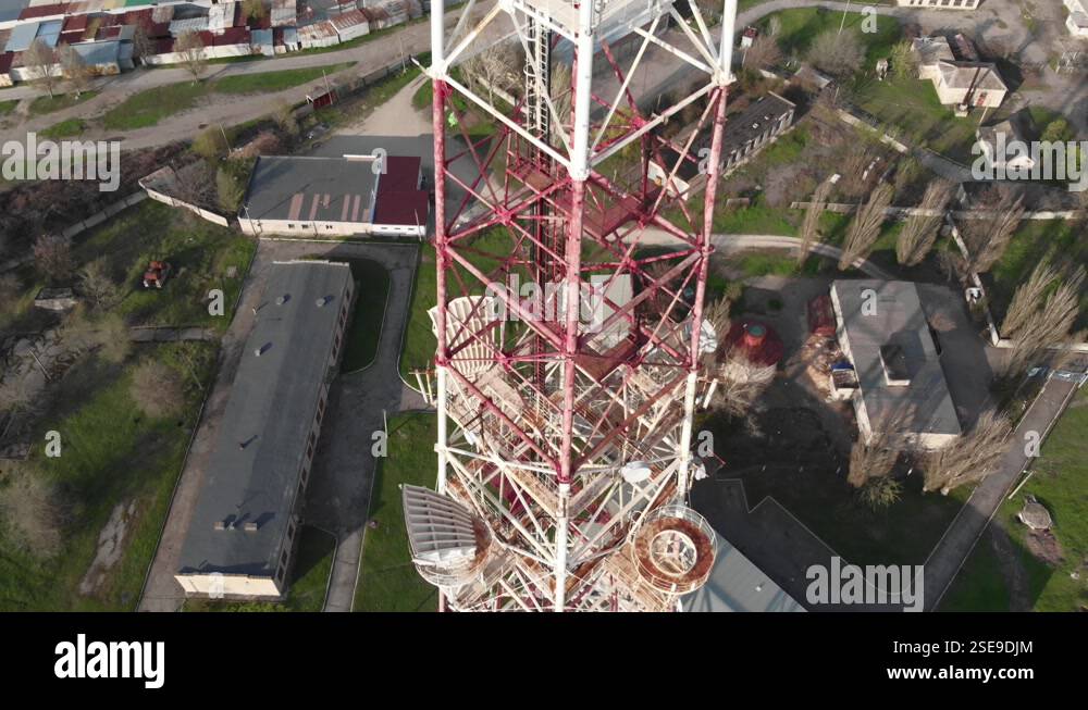 TV towers from the air, filmed with a drone Stock Video Footage - Alamy
