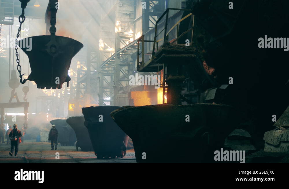 Metallurgical factory with a massive tank getting relocated. Steelmaker ...