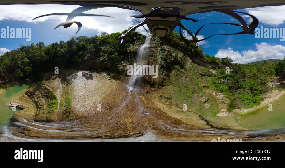 Waterfall and rice terraces. Bohol, Philippines. 360-Degree view Stock ...